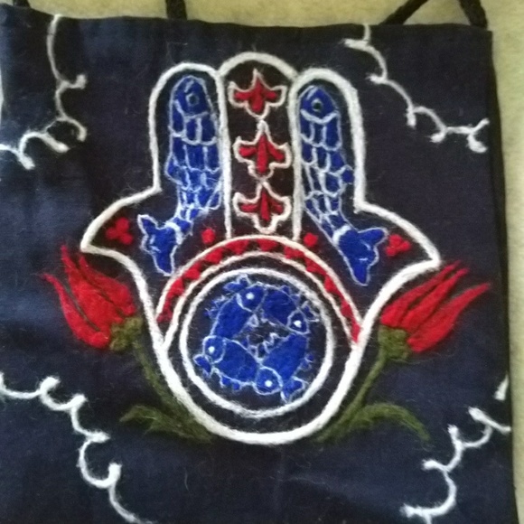 Bags | The Hamsa Design Wool Art Handmade Crossbody Bag | Poshmark